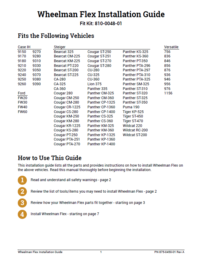 Wheelman Flex Installation Guide Fit Kit: Steiger Panther – handsfreefarm